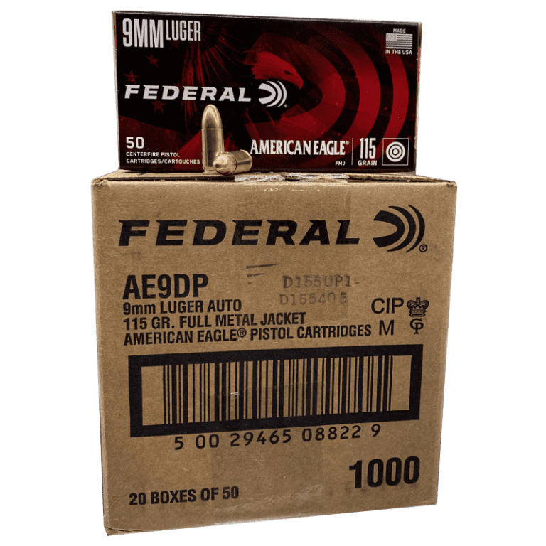 9mm - Federal American Eagle 115 Grain FMJ Case