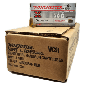 9mm - Winchester 115 Grain Winclean Brass Enclosed Base - 500 Rounds ...