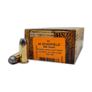 45 Schofield - HSM Cowboy Action 200 Grain LRNFP - 50 Rounds - Velocity ...