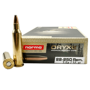 22-250 Rem - Norma 55 Grain ORYX Premium Bonded Core - 20 Rounds ...