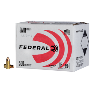 9mm - Federal Champion 115 Grain Full Metal Jacket - 500 Rounds ...